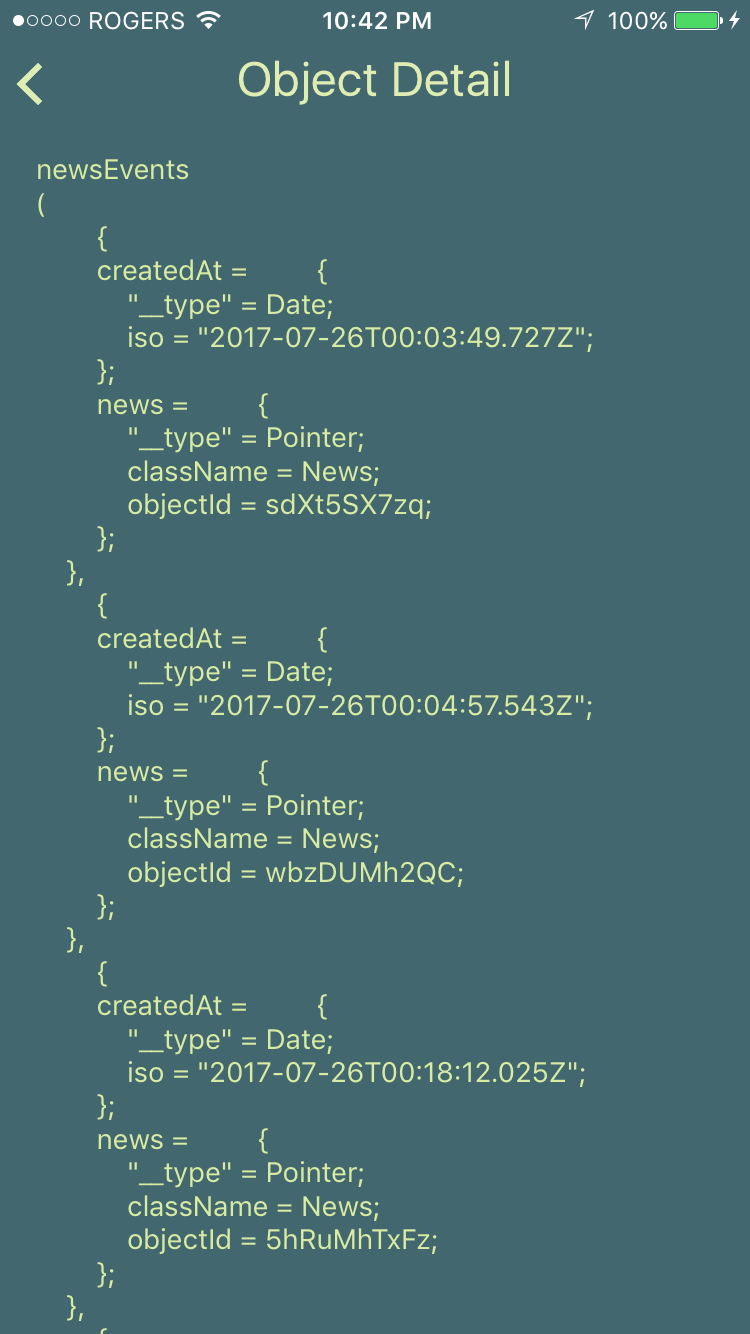 Parse Dashboard Modifies The Data Of An Array Containing Pointers Into