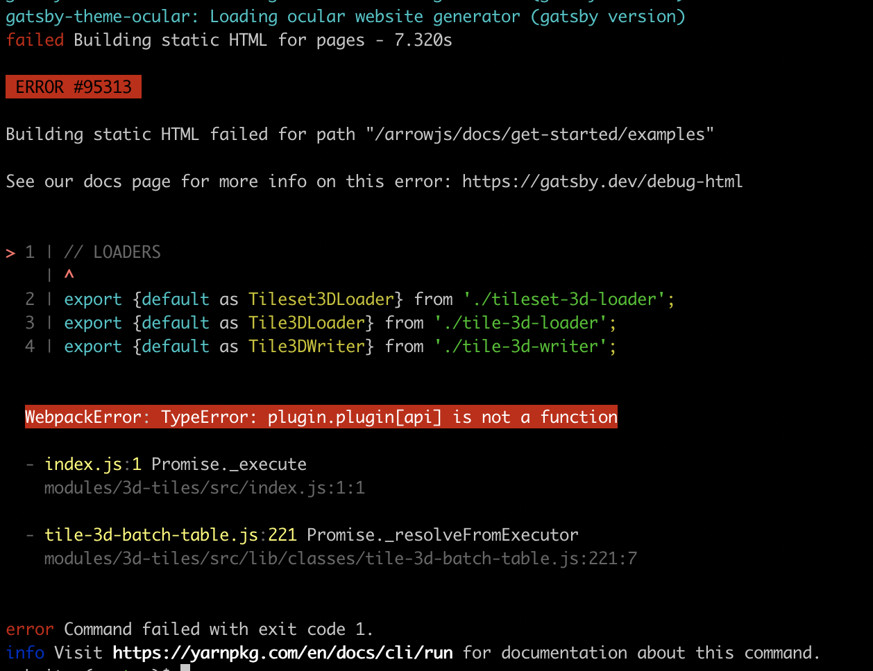 website build fails on master · Issue #640 · visgl/loaders.gl · GitHub