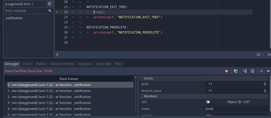 Crash on freeing a node in `_exit_tree()` with `free()` · Issue #63742 · godotengine/godot · GitHub