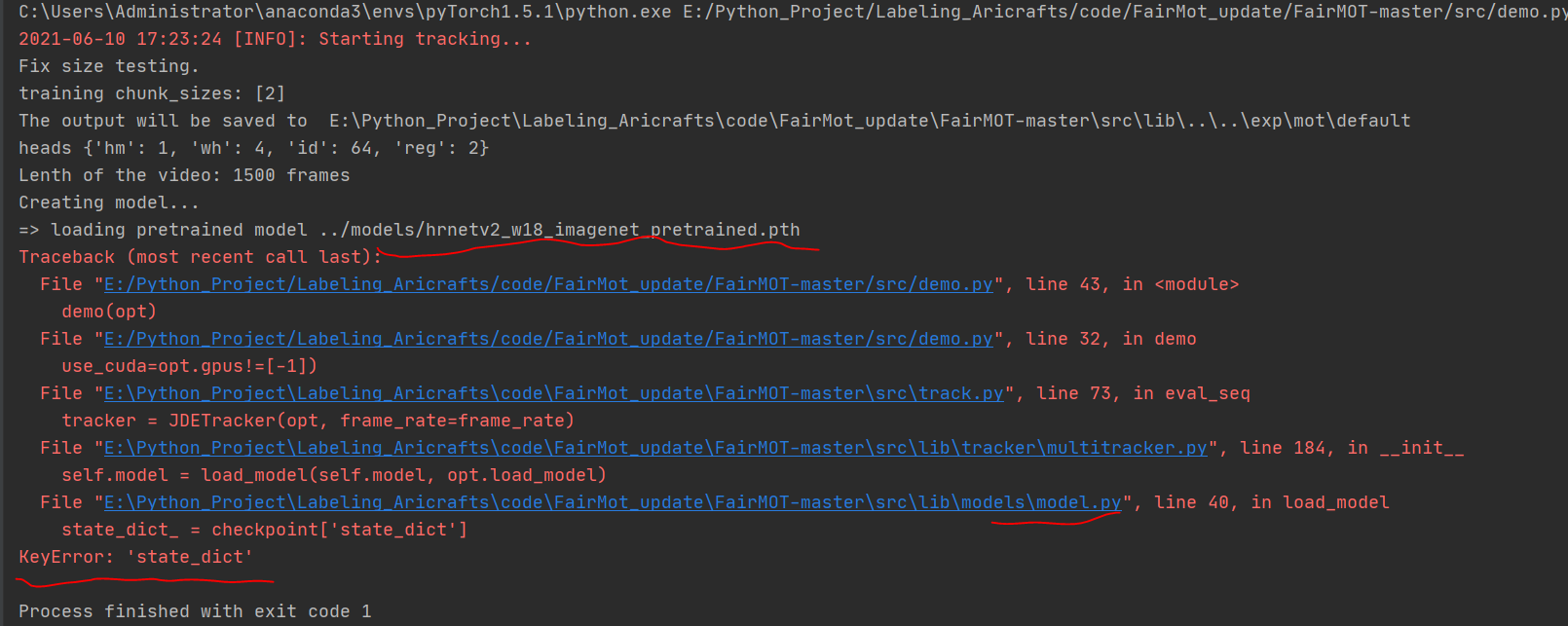 using hrnet_18, found KeyError: 'epoch' 、'state_dict' · Issue #389 · ifzhang/FairMOT · GitHub