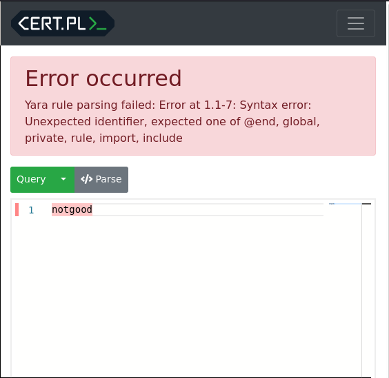 Query error on mobile shown at the bottom · Issue #125 · CERT-Polska/mquery · GitHub