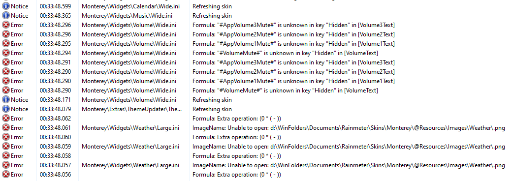 Weather & Volume Widget errors · Issue #87 · creewick/MontereyRainmeter · GitHub