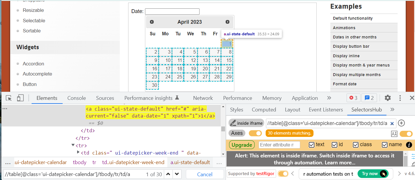 Github Lana 20selenium Calendar Datepicker Calendar Element Date Picker