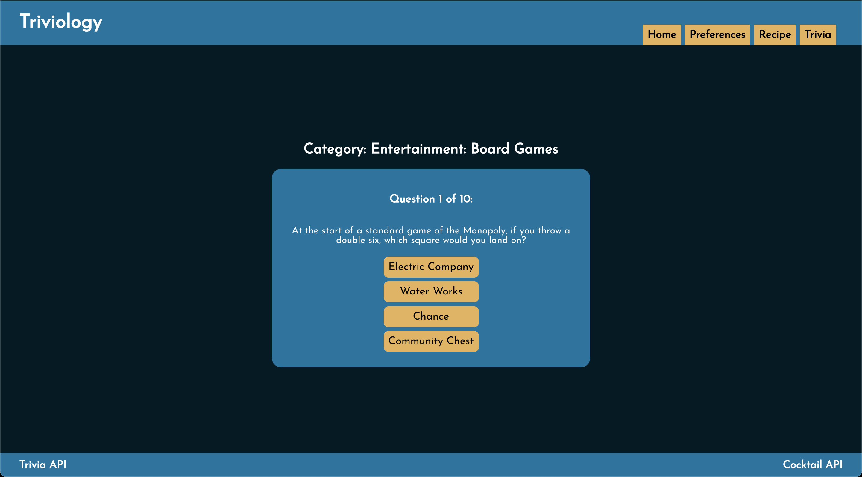 GitHub - alia-peterson/trivia-night: This is the final solo project for ...