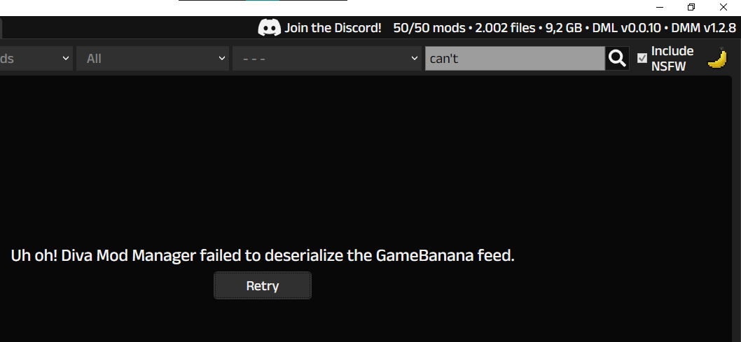 Found a error when you type ' on the gamebanana search bar. · Issue #30 · TekkaGB/DivaModManager ...
