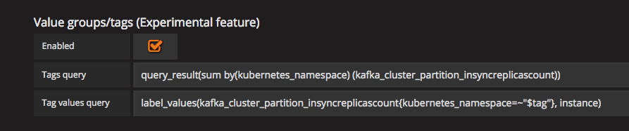 [Bug] (Prometheus Datasource) Value Groups/Tags experimental feature missing both Regex field ...