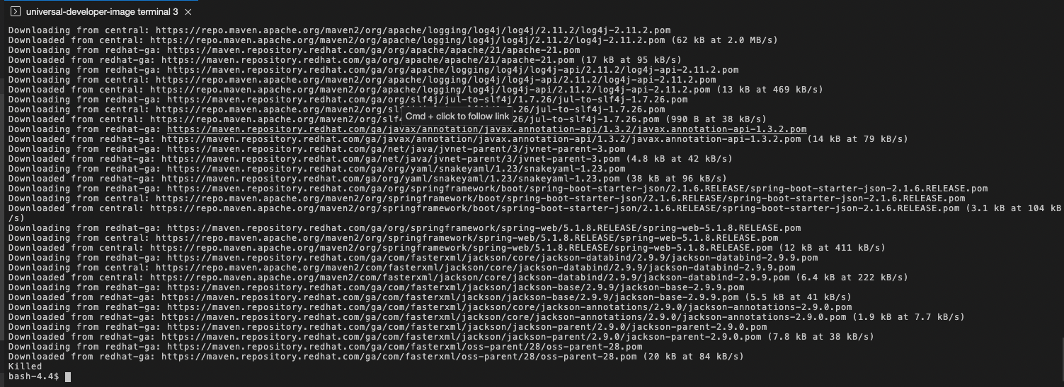 Building The Spring Boot Microservice Via Dev Spaces Terminal Fails · Issue 1 · Redhat Scholars