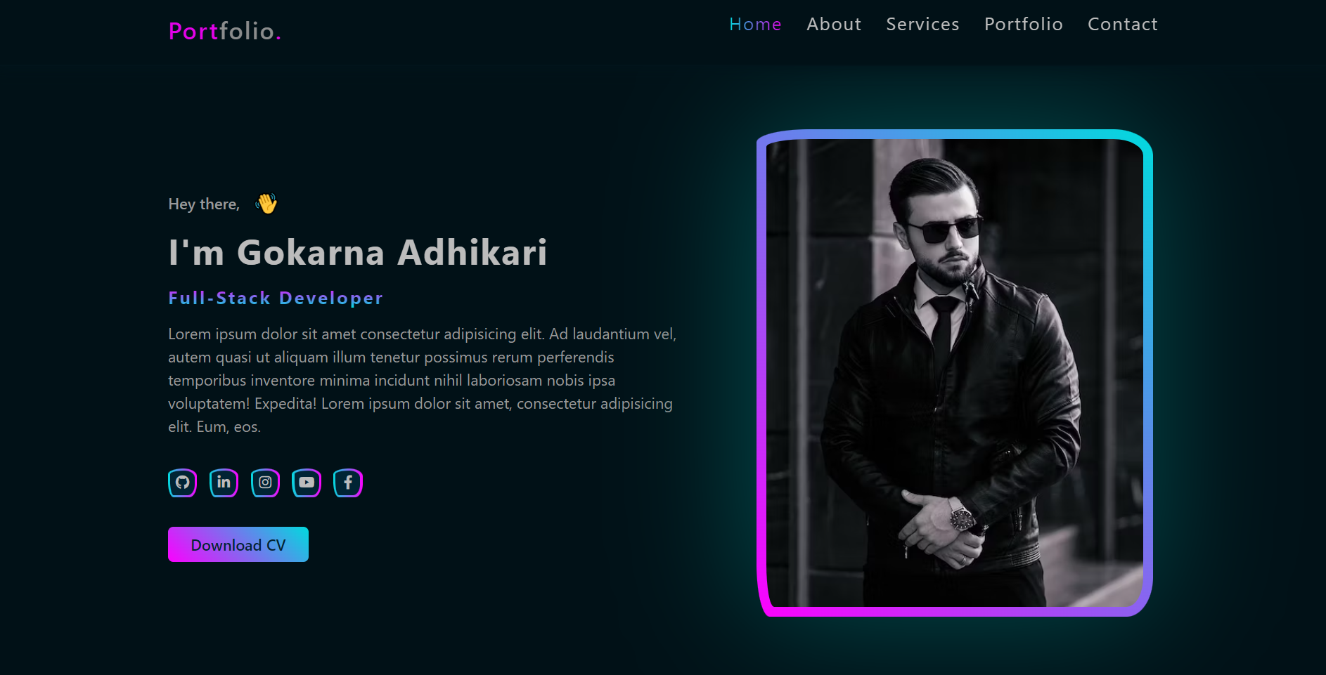 GitHub - gokarna123-goku/portfolio: It is just landing page.