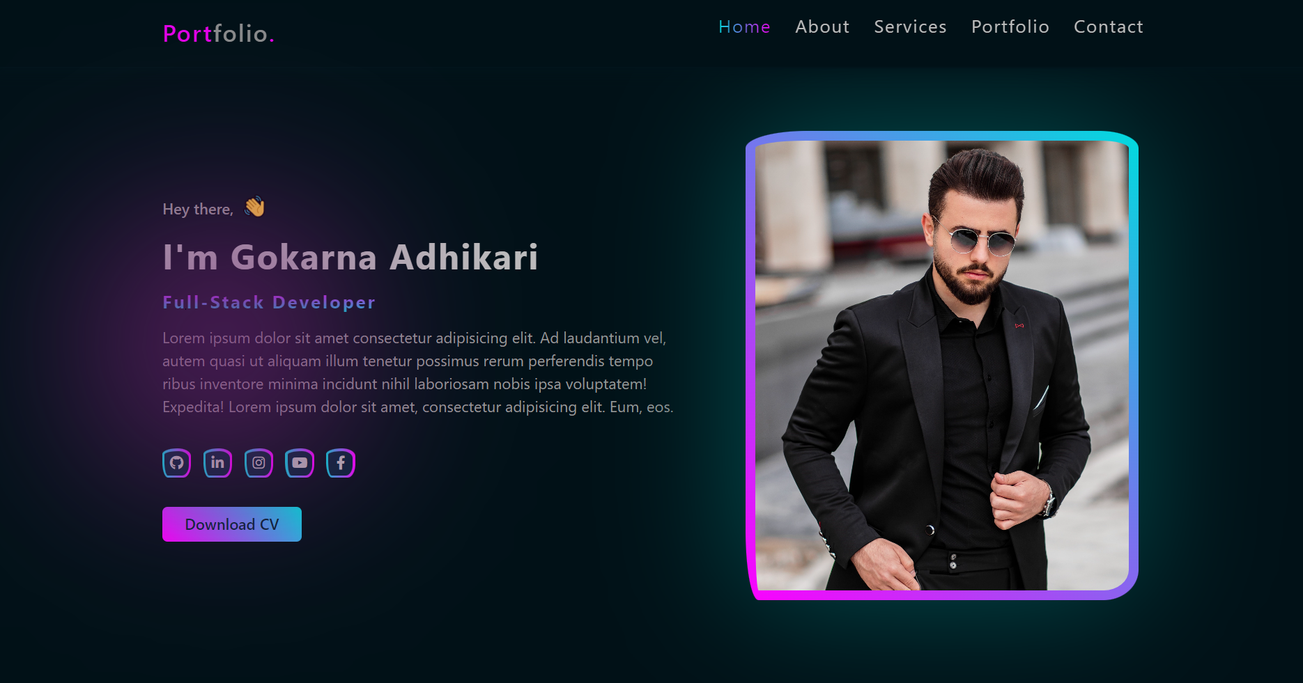 GitHub - gokarna123-goku/portfolio: It is just landing page.