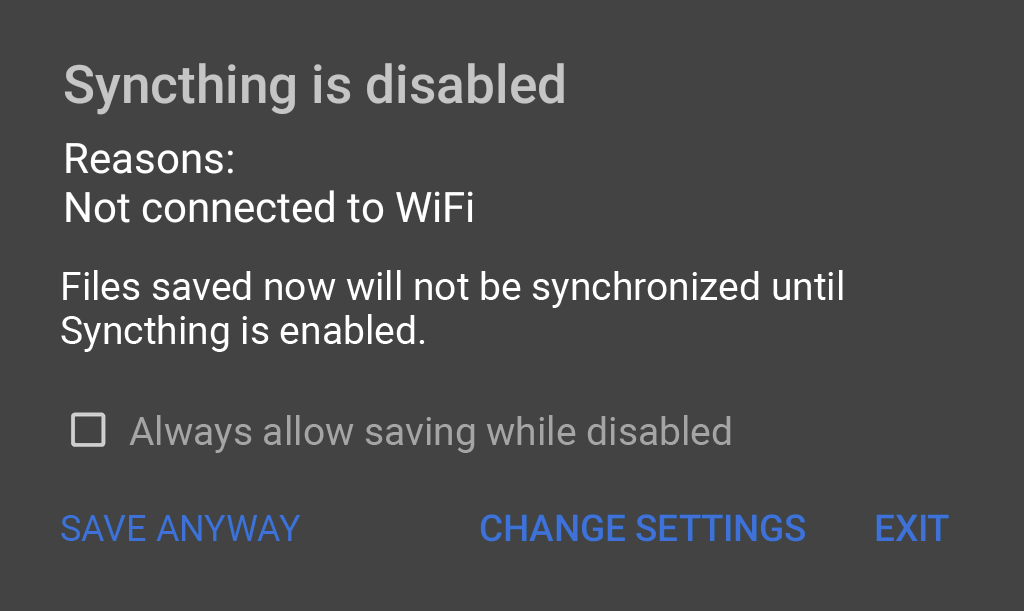 Request/enhancement: "Save to Syncthing" option in system Share menu when Syncthing is disabled ...
