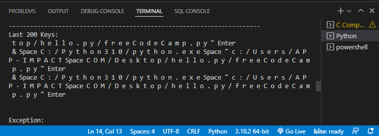 Was running a Simple Function on Python using Python 3.10 as Interpreter · Issue #3310 ...