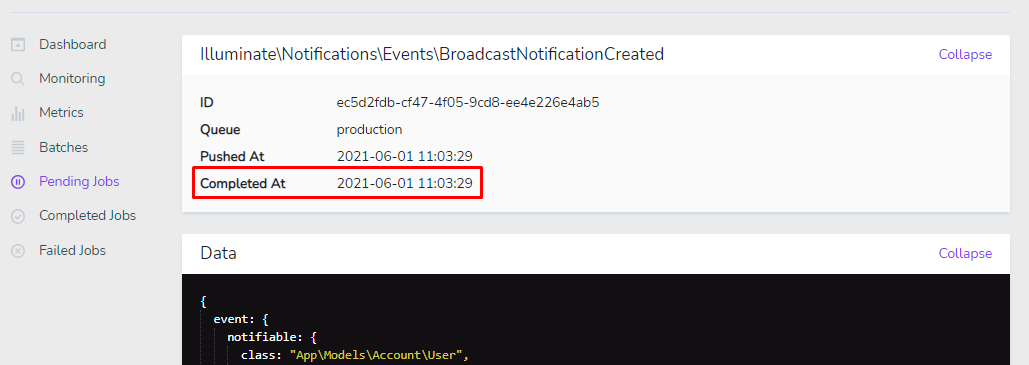 Complete Jobs Not Leaving The Pending Queue · Issue 1034 · Laravelhorizon · Github