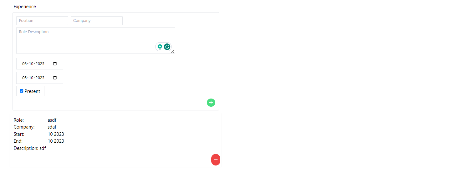 Make Card for successful entry of Sections · Issue #19 · swciitg/PortfolioBuilder · GitHub