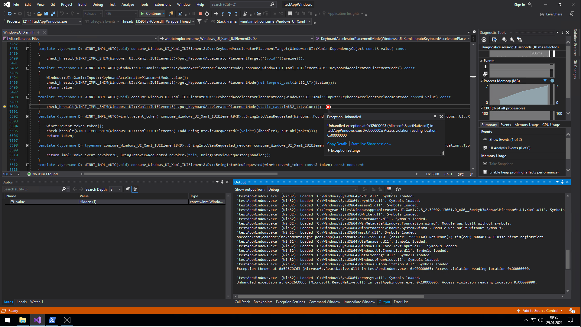 Default app crashes on Windows 10 1709 and 1803 · Issue #5132 · microsoft/react-native-windows ...