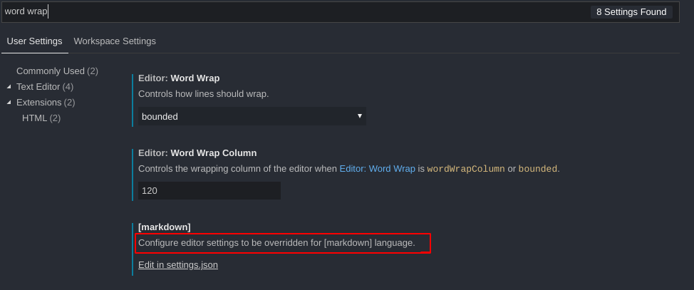 Markdown ignores User settings for wordWrap · Issue #72559 · microsoft/vscode · GitHub