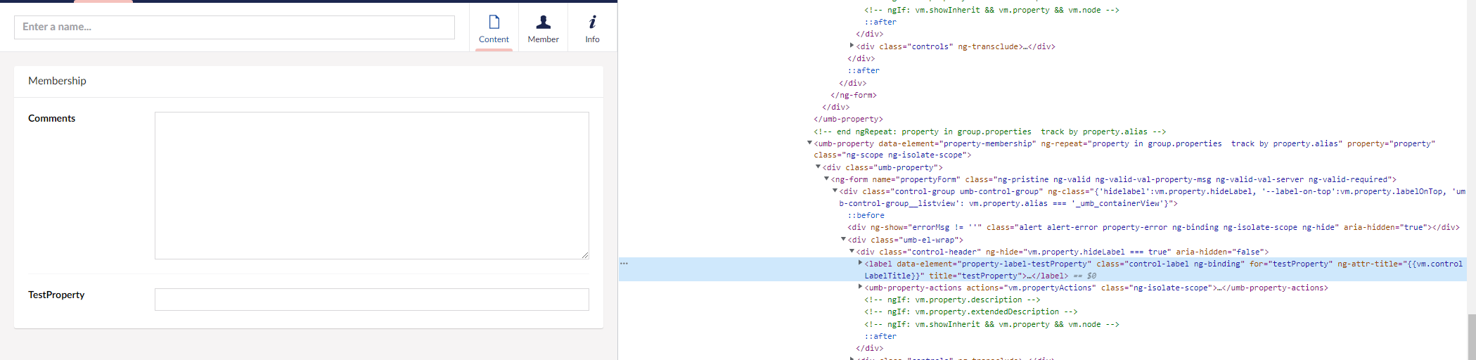 data-element when creating a new member are wrong and is the same on all properties · Issue ...