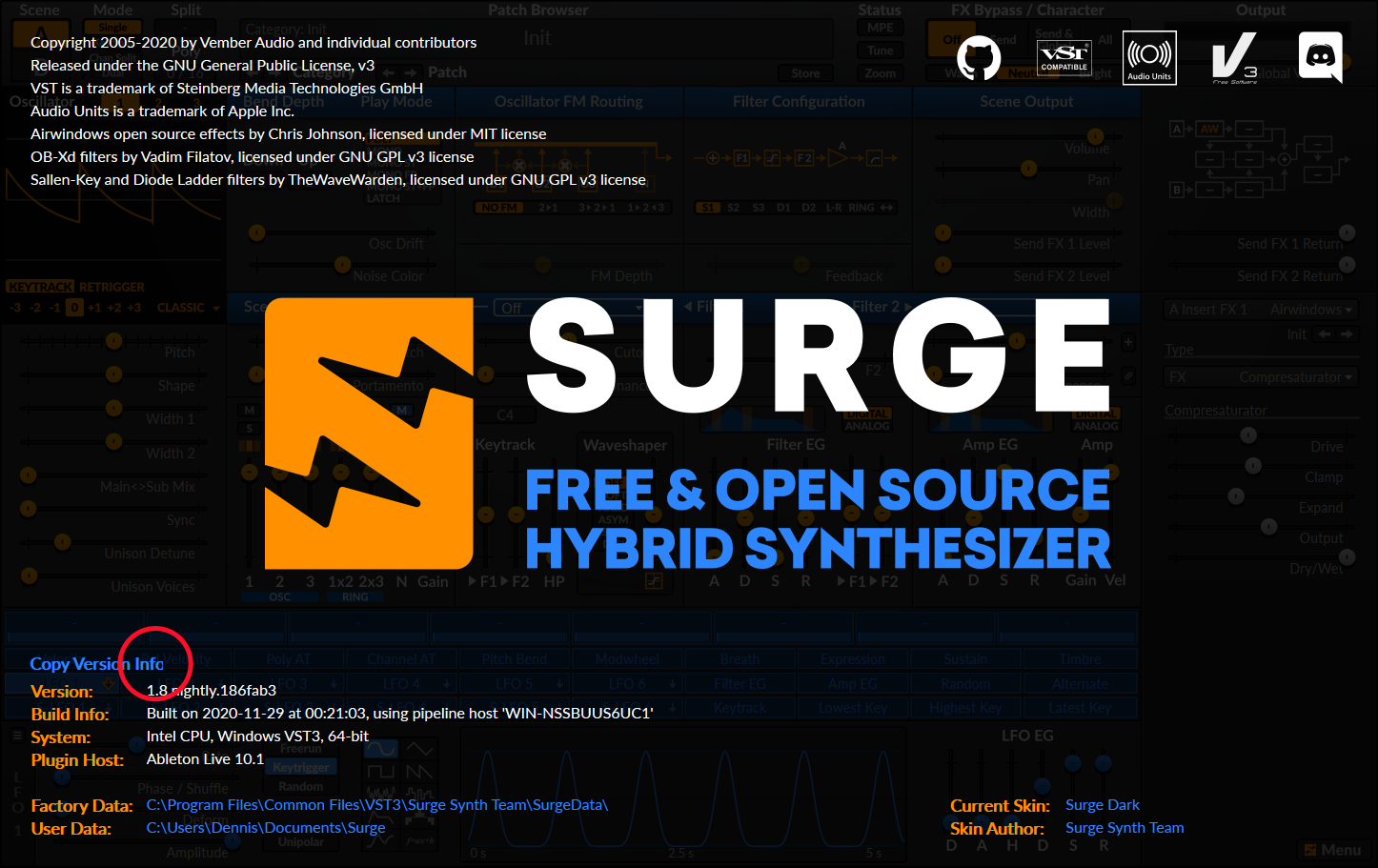 Copy Version Info On The About Screen Is Cut Off · Issue 3286 · Surge Synthesizer Surge · Github