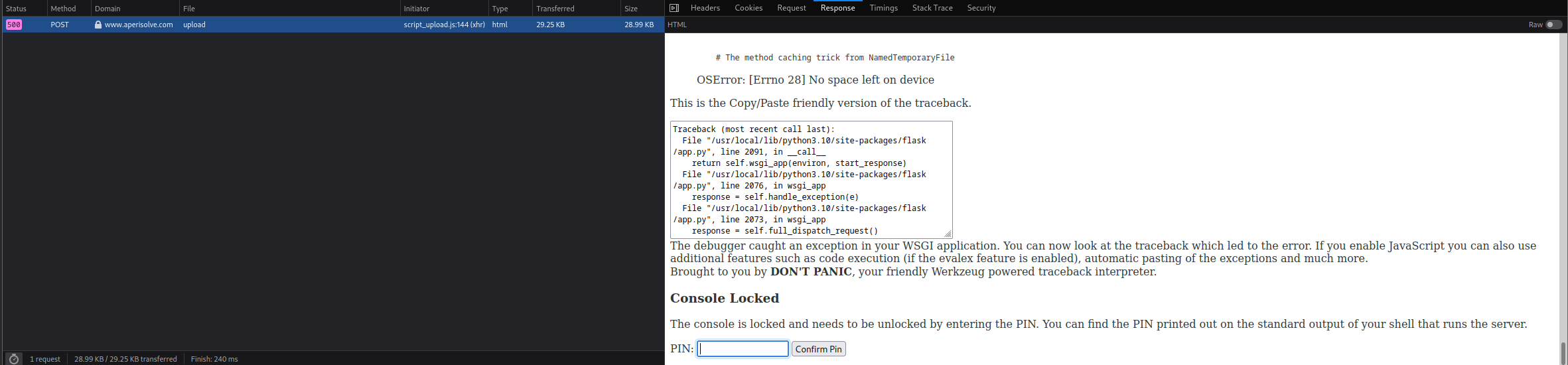 Werkzeug leaking python's raised error · Issue #38 · Zeecka/AperiSolve · GitHub