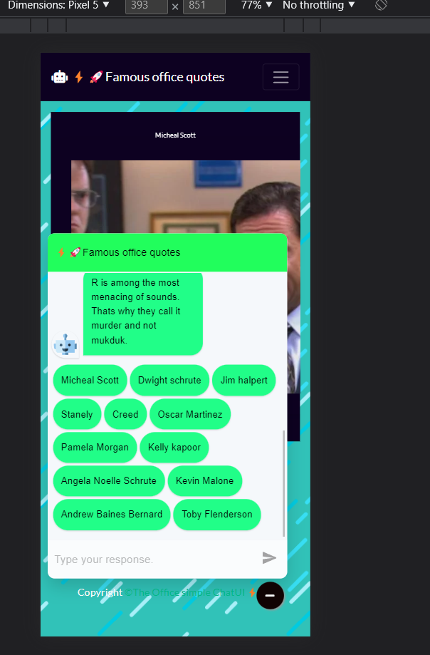 GitHub - aasim-syed/the-office-simplechatbot: From one office fan boi to another.