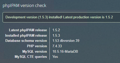 Installed phpIPAM according to documentation and ended up with the "Development version" · Issue ...