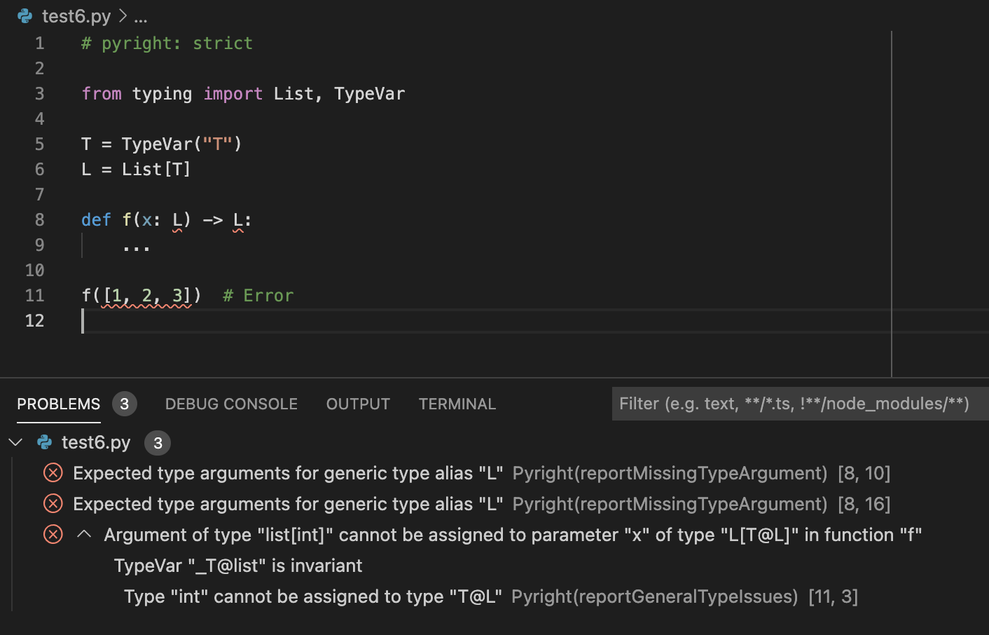 Aliasing generic type containing typevar doesn't work · Issue #1339 · microsoft/pyright · GitHub