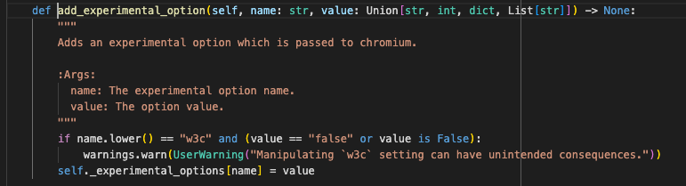 Certain chromeOptions cause code to be unreachable for all following ...