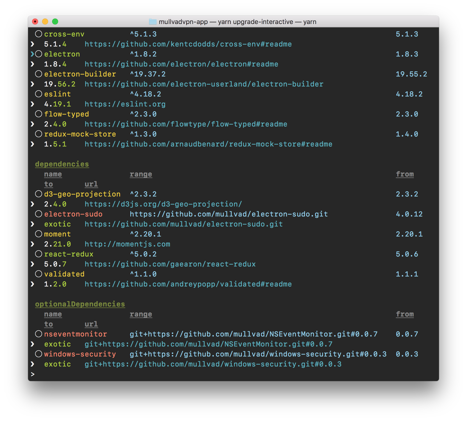 Improve CLI output of upgrade-interactive · Issue #5596 · yarnpkg/yarn · GitHub
