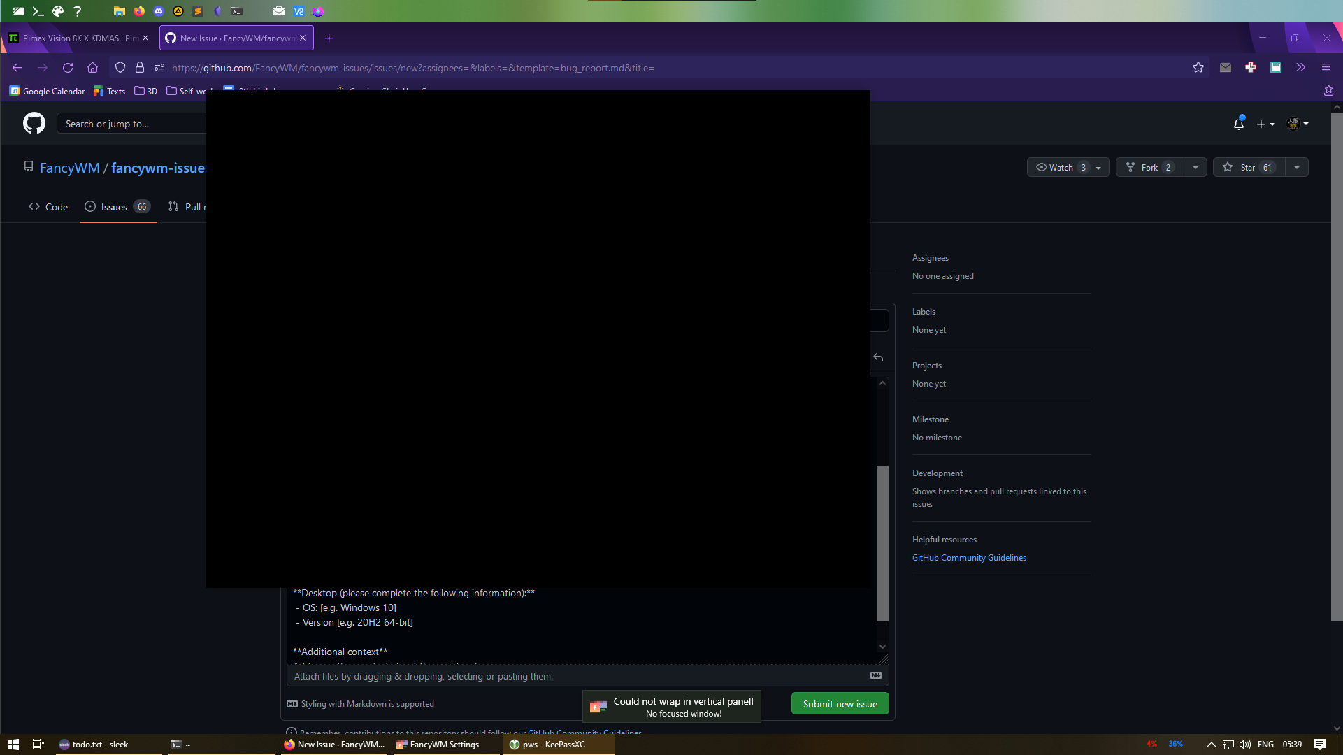 Trying to tile some windows results in "no active window" error · Issue #112 · FancyWM/fancywm ...