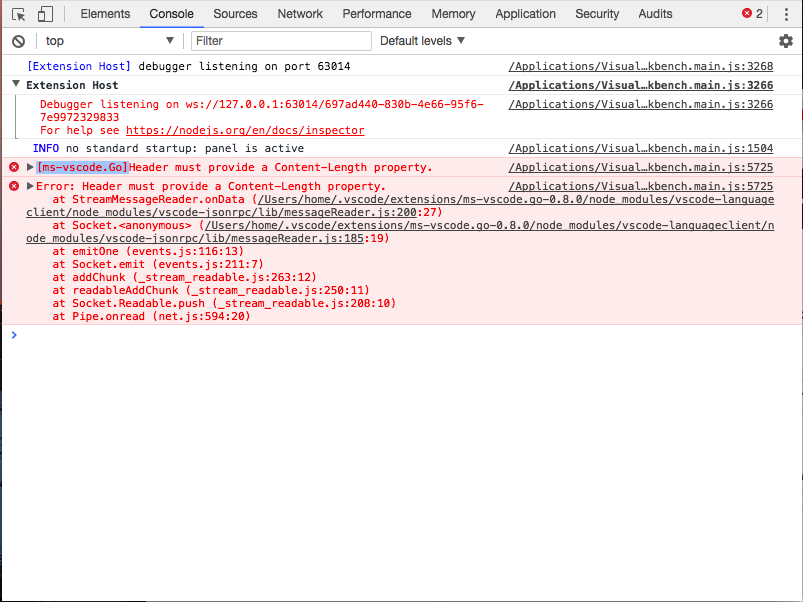 [ms-vscode.Go] Header must provide a Content-Length property. · Issue ...