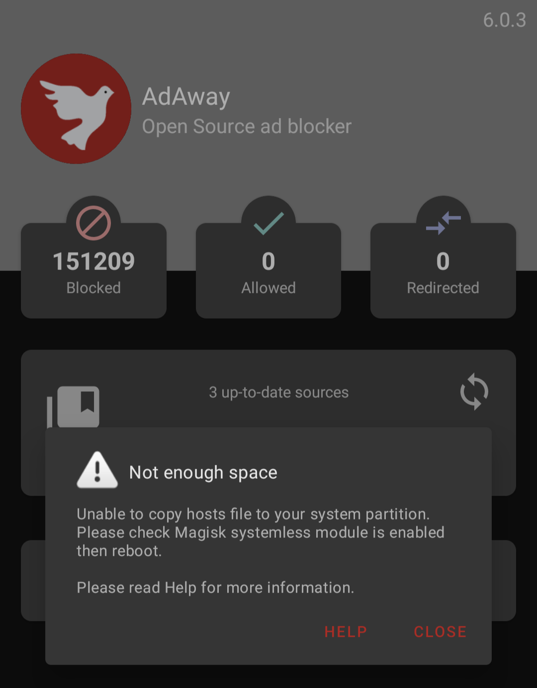 Not enough space · Issue #3396 · AdAway/AdAway · GitHub