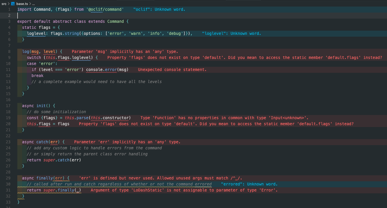 [BUG] Base class from docs does not work. · Issue #577 · oclif/oclif · GitHub