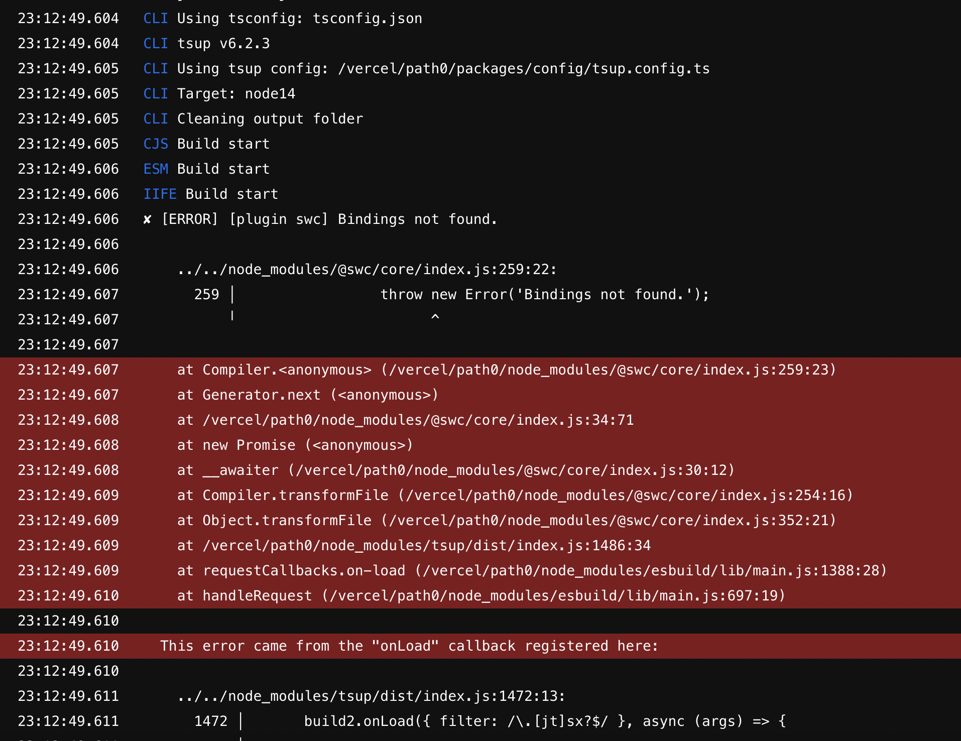 SWC Bindings not found ? · Issue #738 · egoist/tsup · GitHub