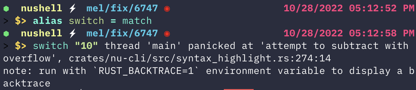 Panic When Trying To Use Custom Command As Argument To An Alias · Issue 6925 · Nushellnushell