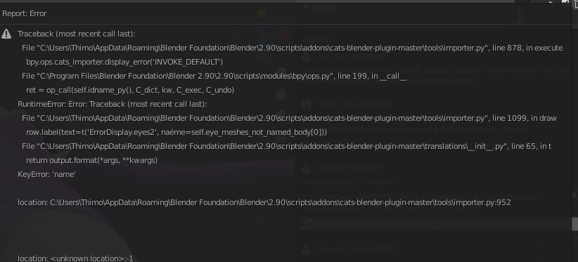 traceback error on export model · Issue #276 · absolute-quantum/cats-blender-plugin · GitHub