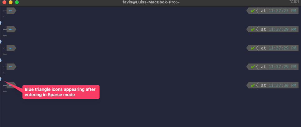 Triangle icon appears after each command when using sparse mode · Issue #2264 · romkatv ...