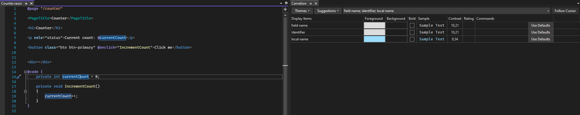 Local fields are not properly colorized in razor files · Issue #5982 ...