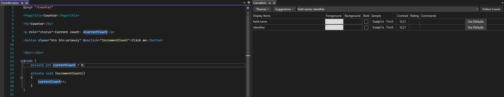 Local fields are not properly colorized in razor files · Issue #5982 ...
