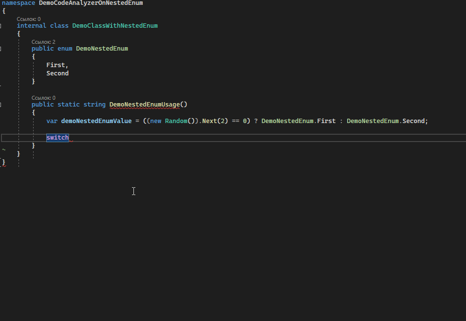 C# Code Generator and Code Analyzer don't Recognize Nested Enum as ...