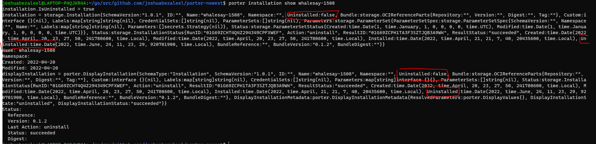 Improve display of uninstalled installations · Issue #1853 · getporter/porter · GitHub