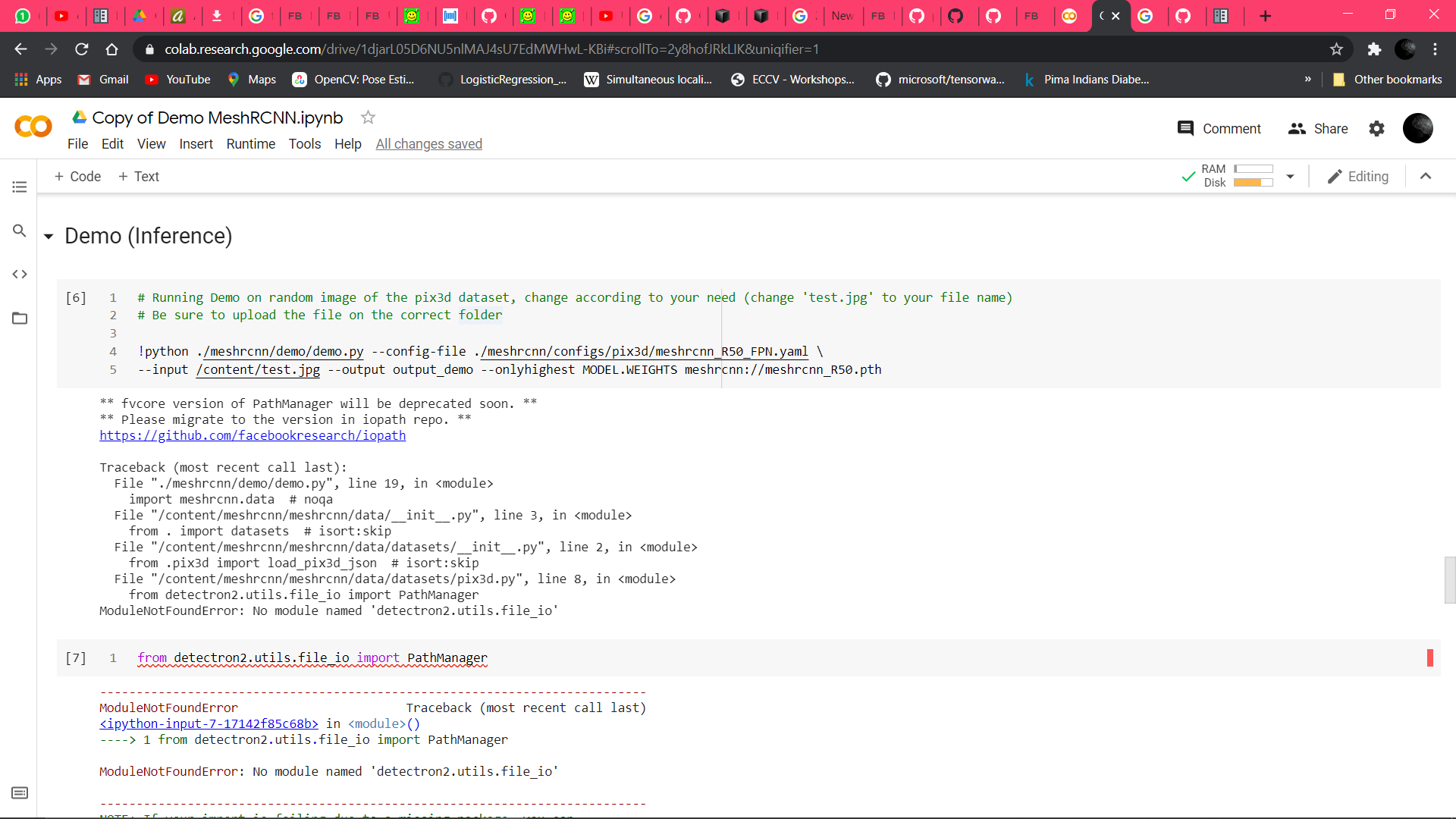 Colab Error In Inference Pytorch3d Error · Issue 90 · Facebookresearchmeshrcnn · Github