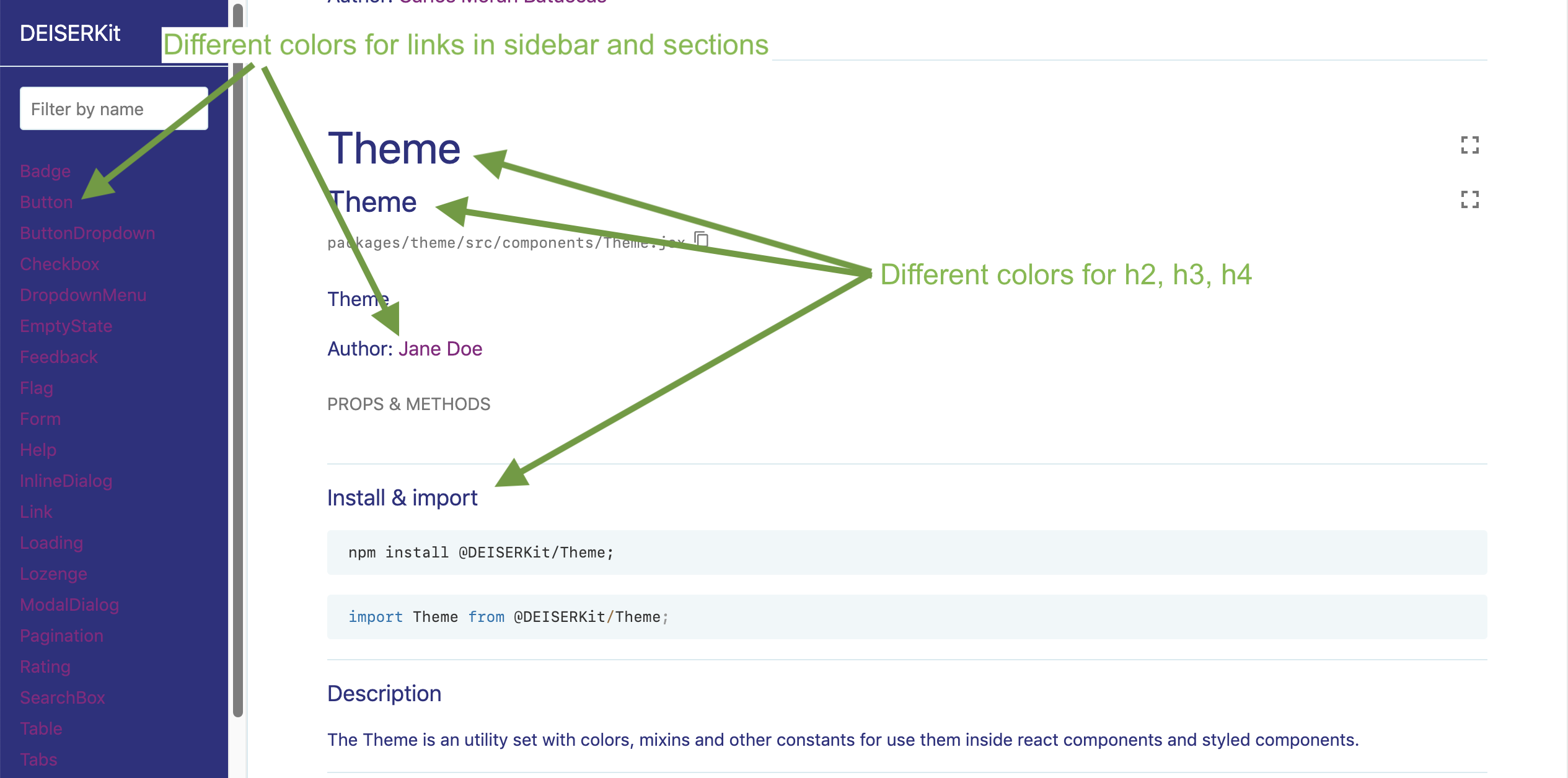 Color of links in sidebar and main · Issue #1618 · styleguidist/react-styleguidist · GitHub