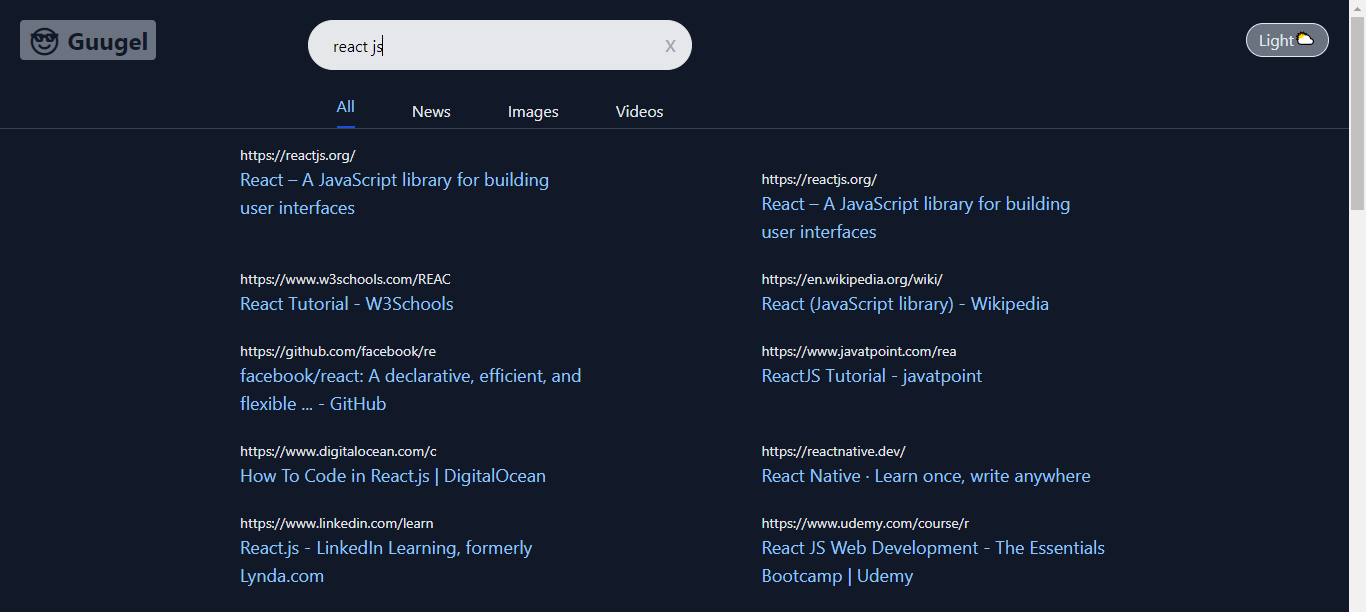GitHub - Juwono136/guugel-google-clone: Google clone with React JS and RapidAPI