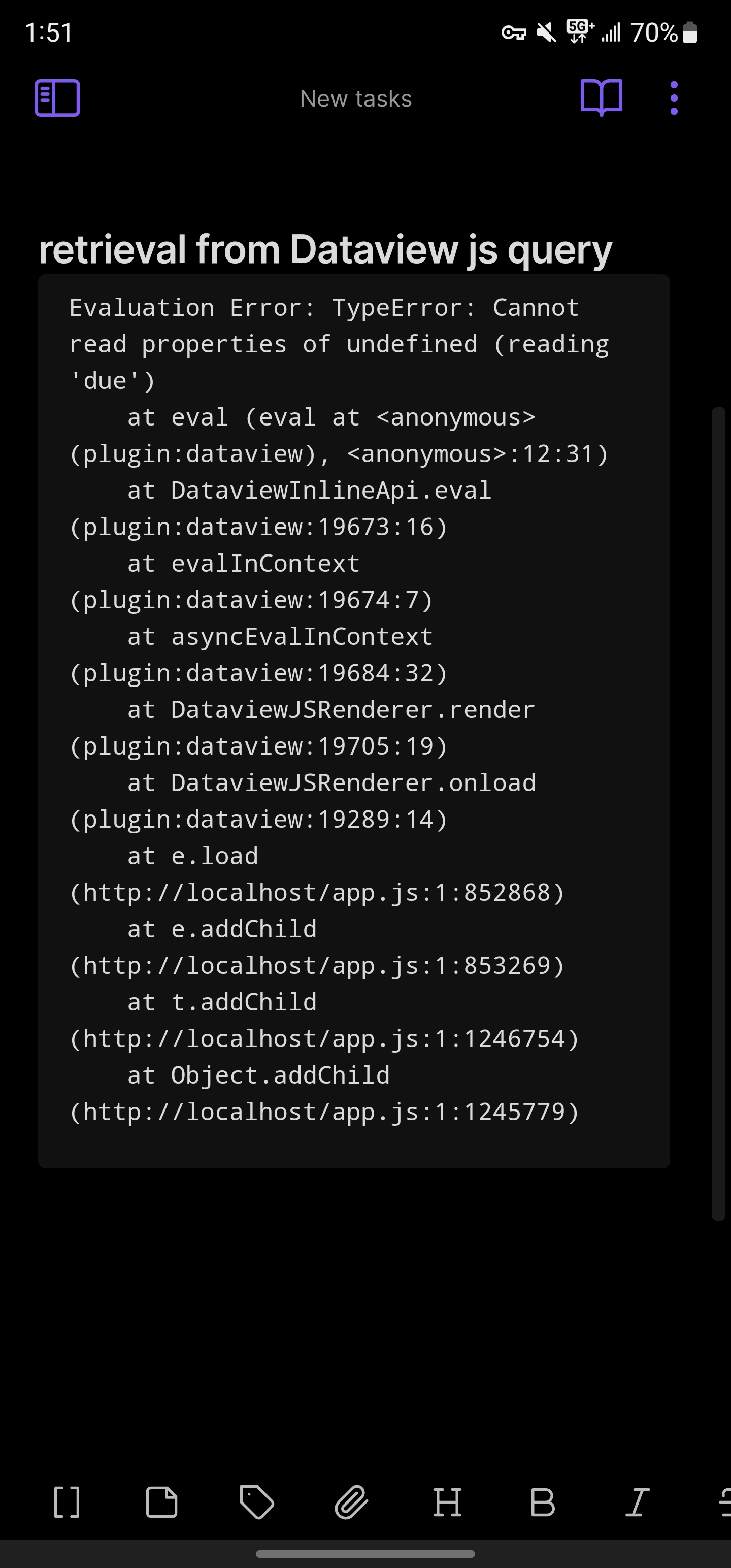 Bug Report Error Rendering Data View Queries · Issue 1636 · Blacksmithguobsidian Dataview 7361