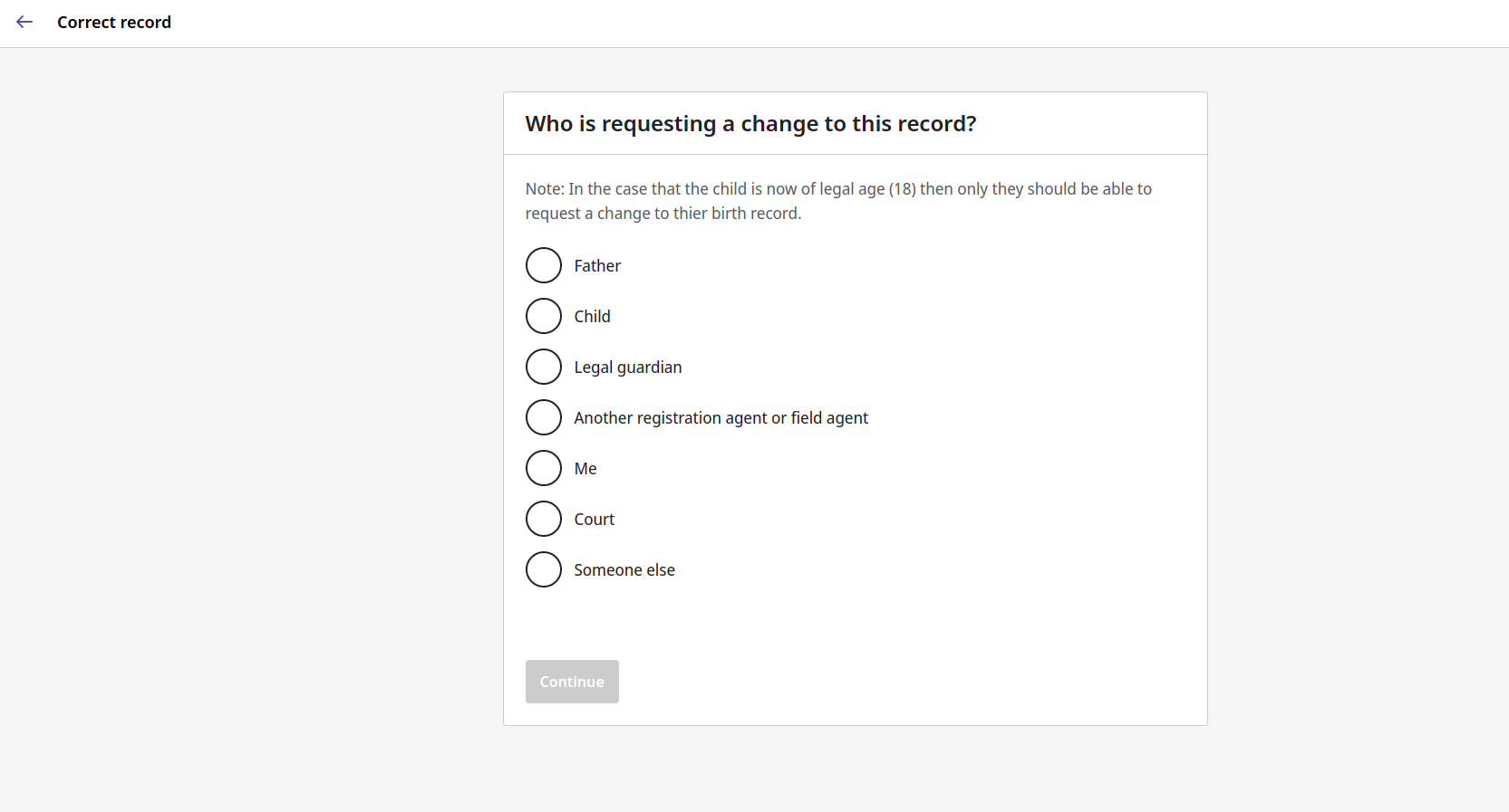 In a declaration where Mother's details is not provided, should not have Mother option in "who ...