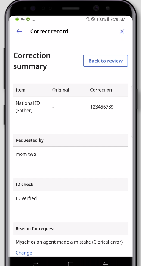 In mobile view, back to review button and headings of correct record pages are missing · Issue ...
