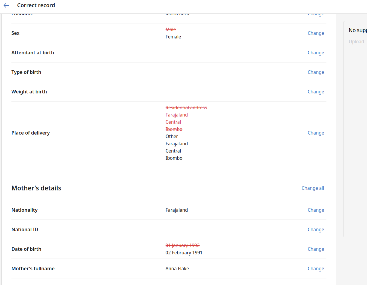 Should not have strikethrough No in review page of correct record · Issue #2971 · opencrvs ...
