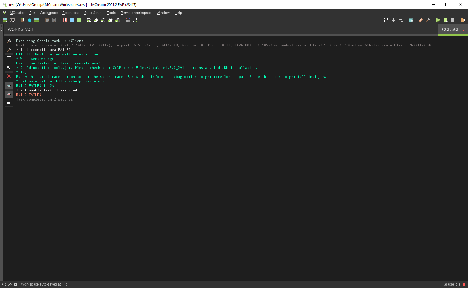 MCreator Opens but wont build or run (2021.2 Snapshot) · Issue #1376 ...