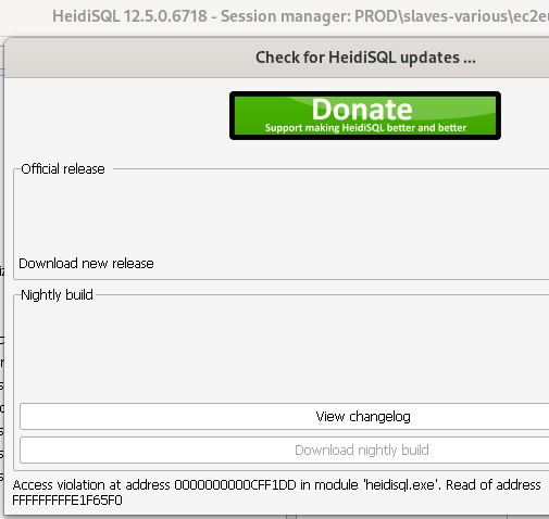 Errors & access violation · Issue #1863 · HeidiSQL/HeidiSQL · GitHub