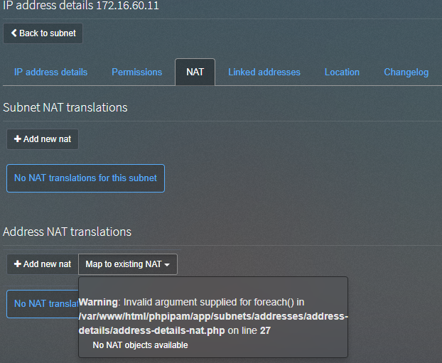 Map To Existing Nat Error If Empty · Issue 1921 · Phpipamphpipam · Github