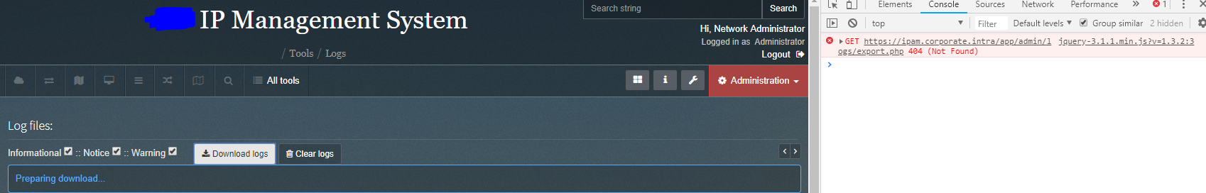 download logs doesn't work. · Issue #2013 · phpipam/phpipam · GitHub